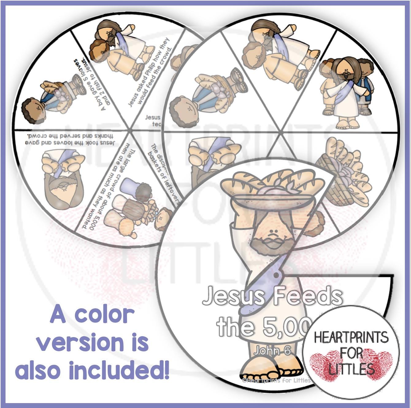 Jesus Feeds 5000 Bible Story Wheel: Sunday School Craft (digital ...