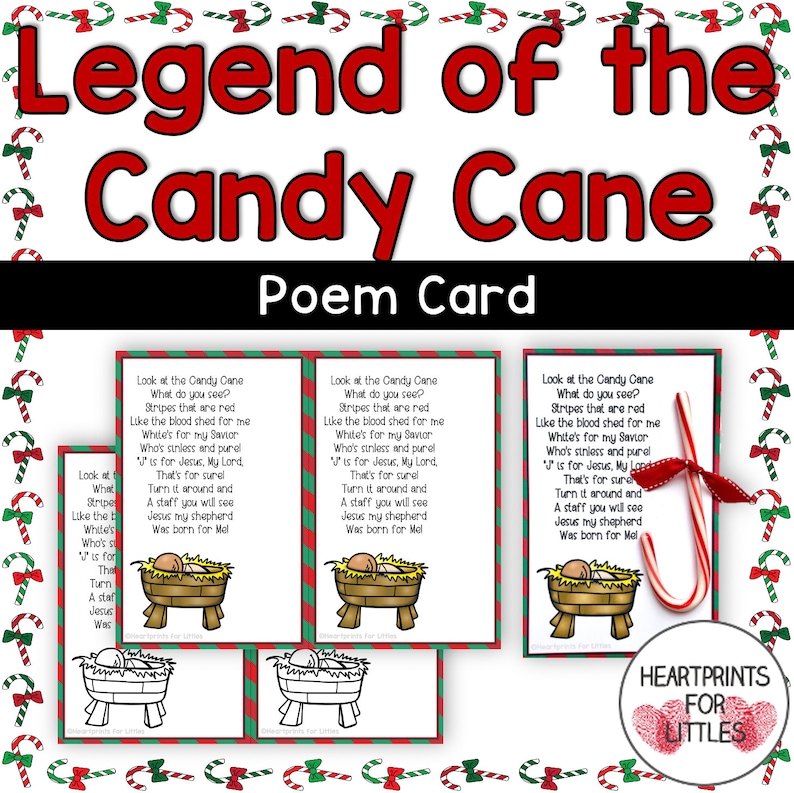 Legend of the Candy Cane Craft, Christmas Poem, Sunday School Craft and ...