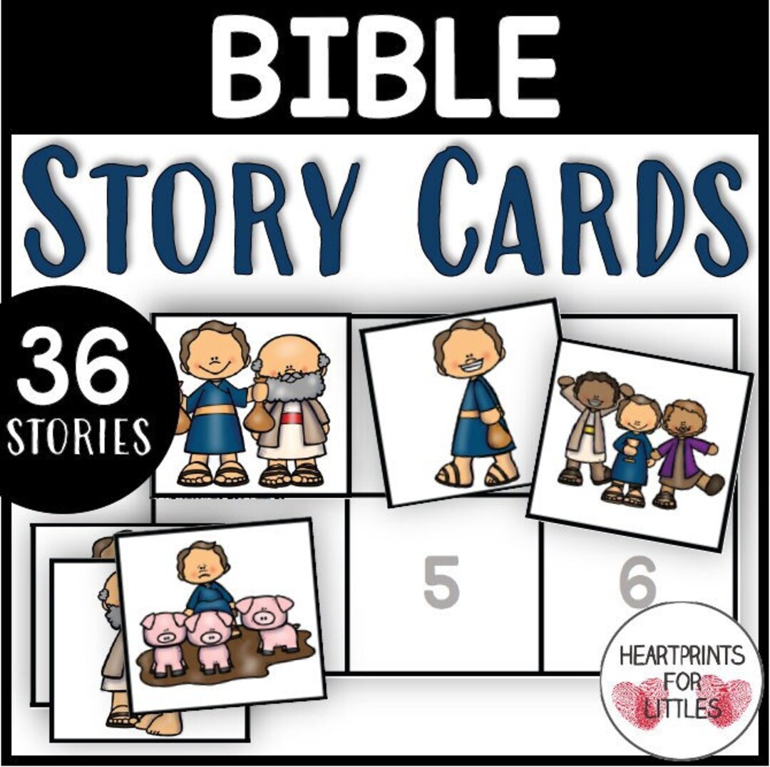 Bible Story Cards, Bible Sequencing, Bible Retelling, 36 Bible Stories ...