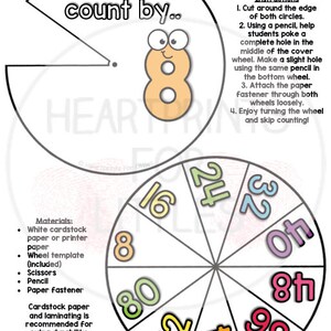 Skip Counting Number Wheels, Elementary Math Printable (digital ...