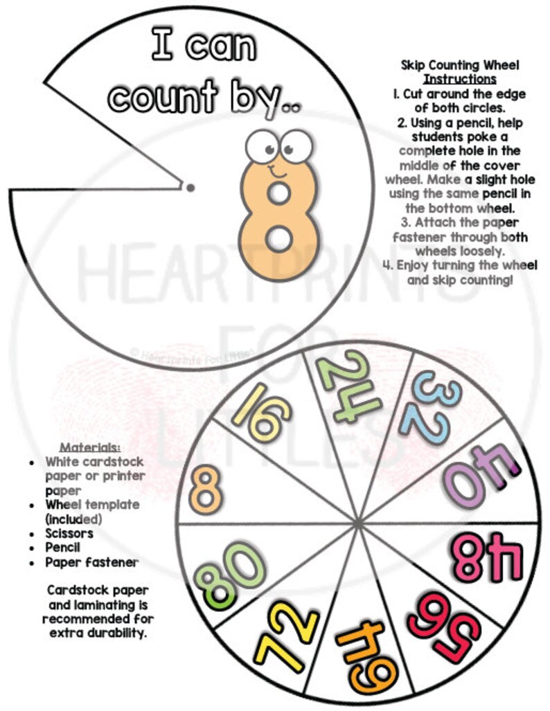 Skip Counting Number Wheels, Elementary Math Printable (digital ...