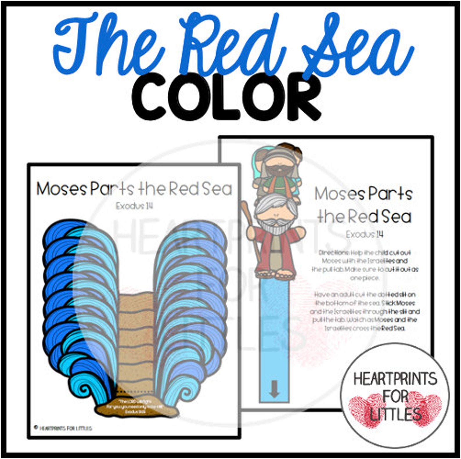 Moses and the Red Sea Bible Craft for Kids Moses Parts the - Etsy