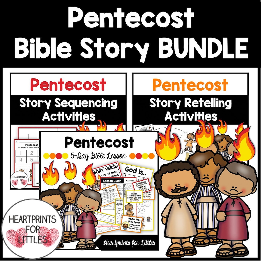 Pentecost Bible Story Bundle, 5-day Bible Lesson, Sequencing Activities ...