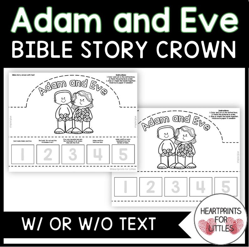 Adam and Eve Bible Story Crown, Bible Headband, Sunday School Activity ...