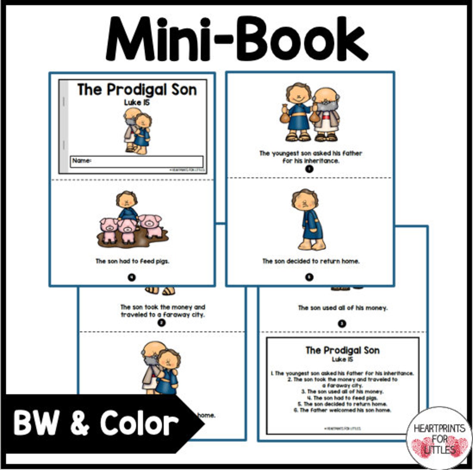 The Prodigal Son Bible Story Sequencing Activities for Kids, Homeschool ...