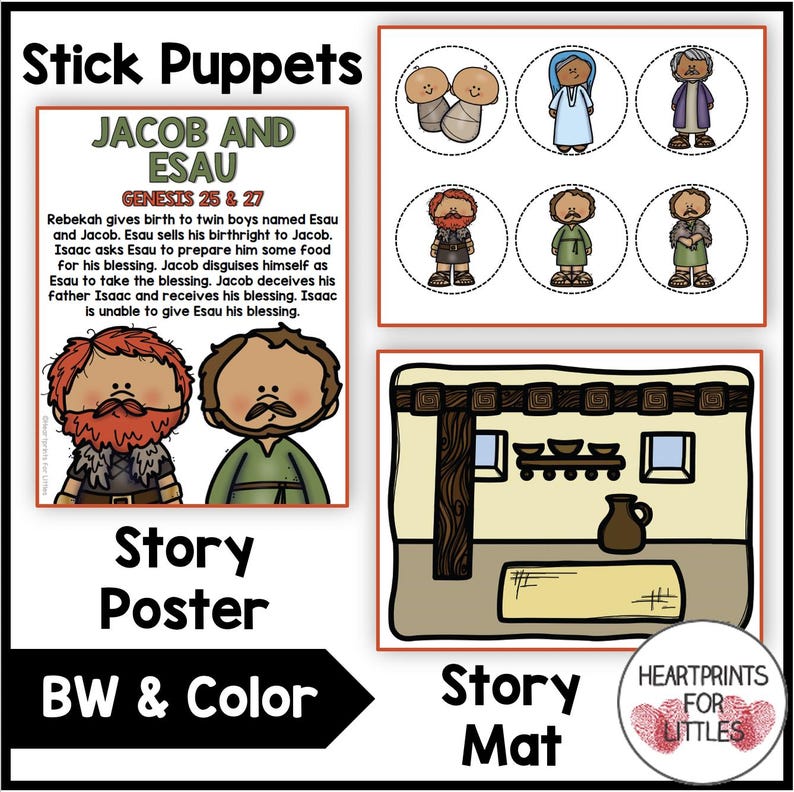 Jacob and Esau Bible Story Retelling Activities (digital Download) - Etsy