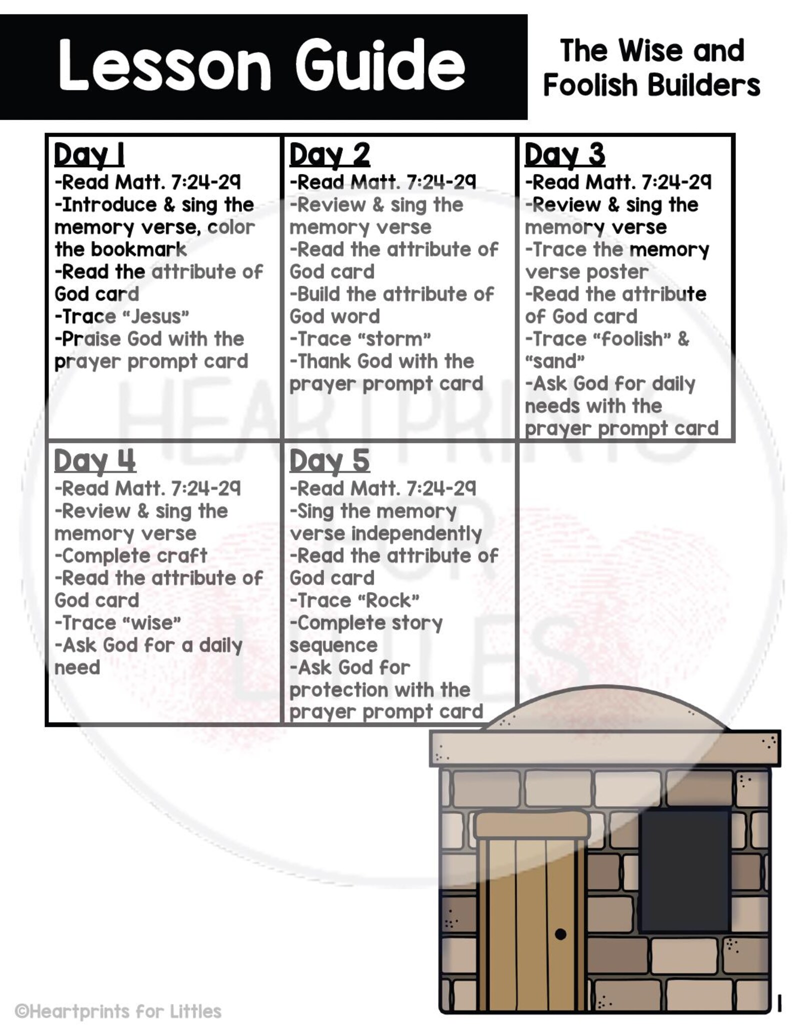 Wise and Foolish Builders Bible Lesson, Homeschool & Sunday School ...