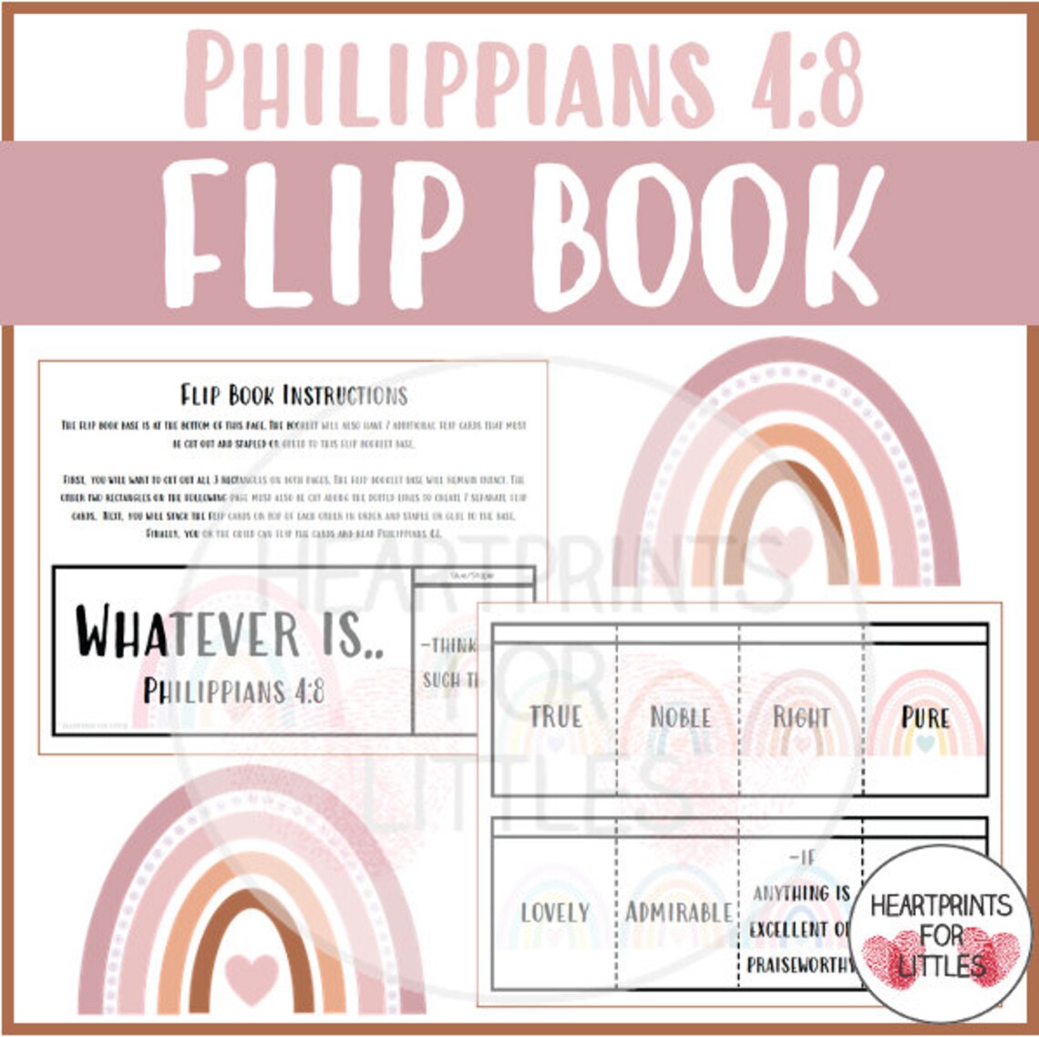 Philippians 4:8 Bible Verse Flip Book Bible Verse - Etsy