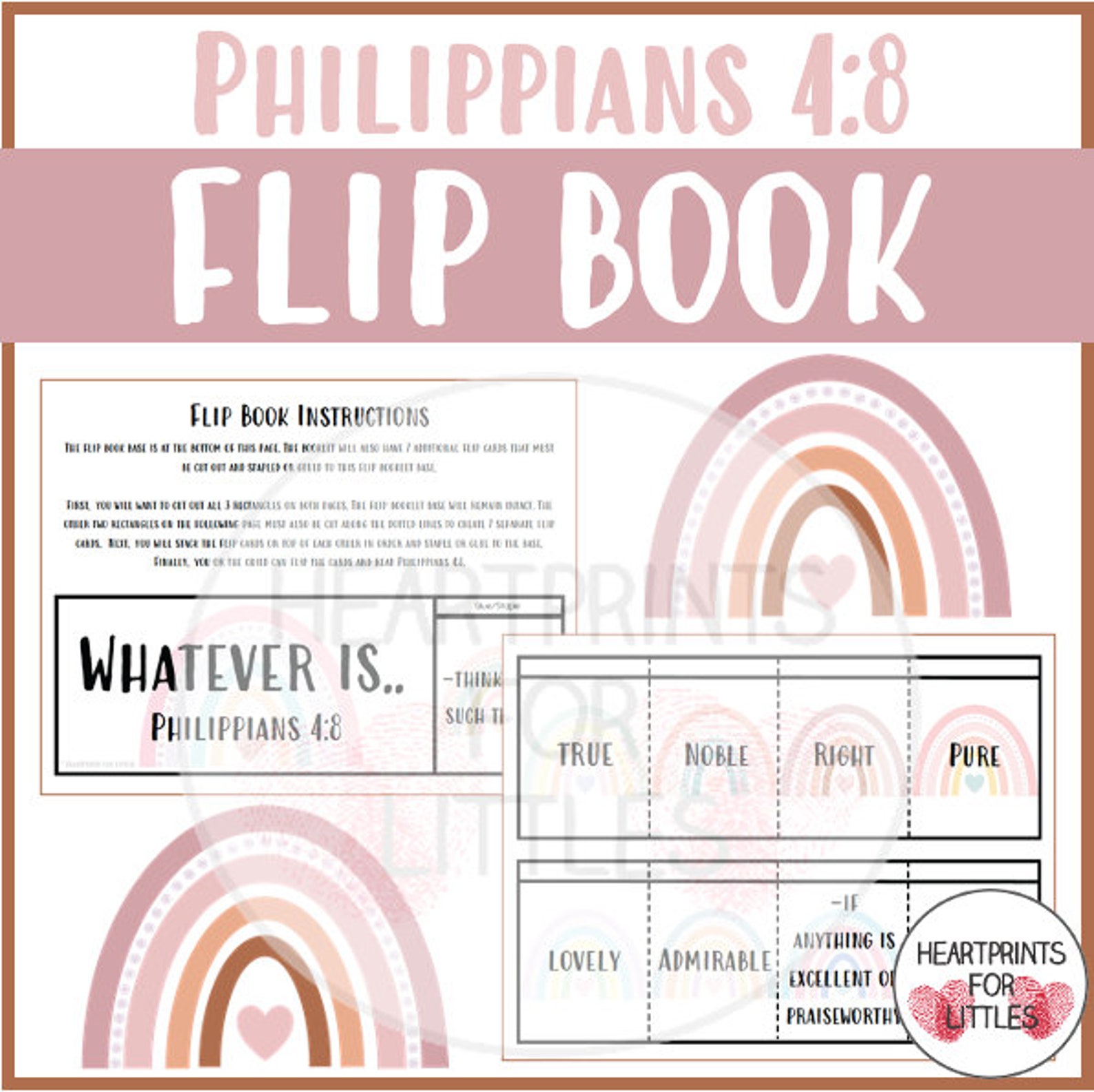 Philippians 4:8 Bible Verse Flip Book, Bible Verse Memorization ...