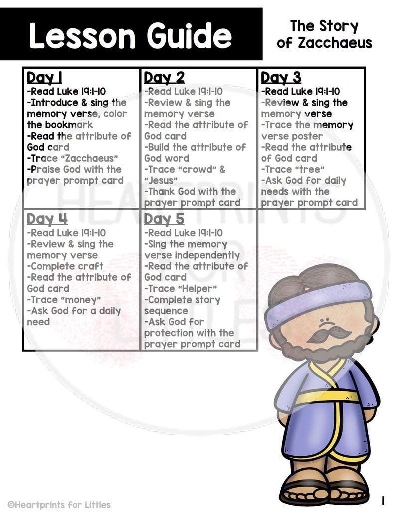 Zacchaeus Bible Lesson, Luke 19, Homeschool & Sunday School Activities ...