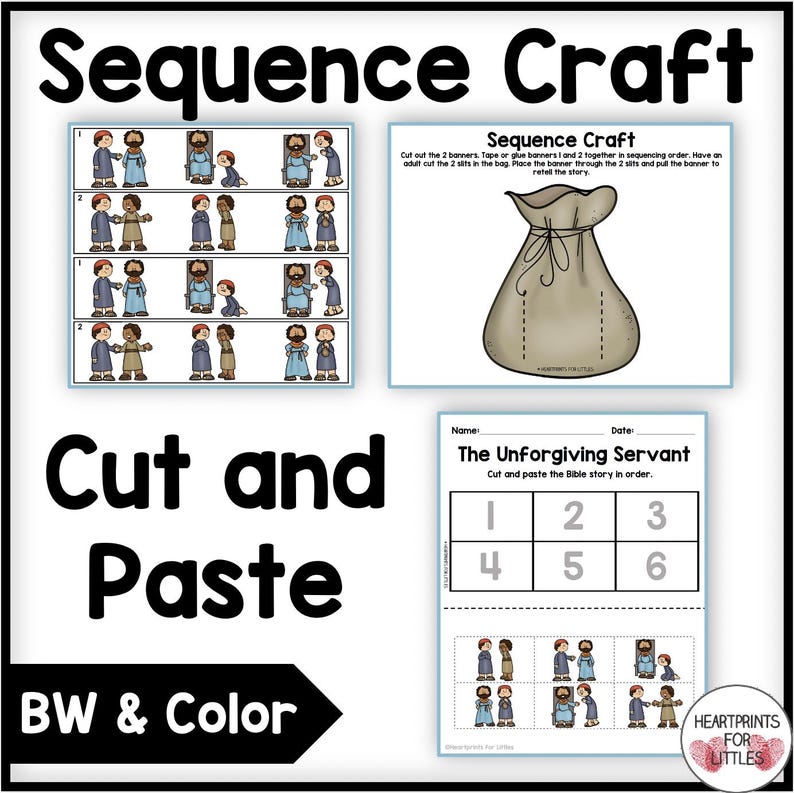 The Parable of the Unforgiving Servant Bible Story Sequencing ...