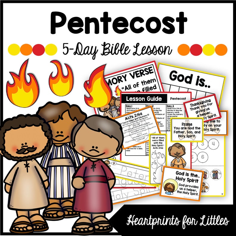 Pentecost Bible Story Bundle, 5-day Bible Lesson, Sequencing Activities ...