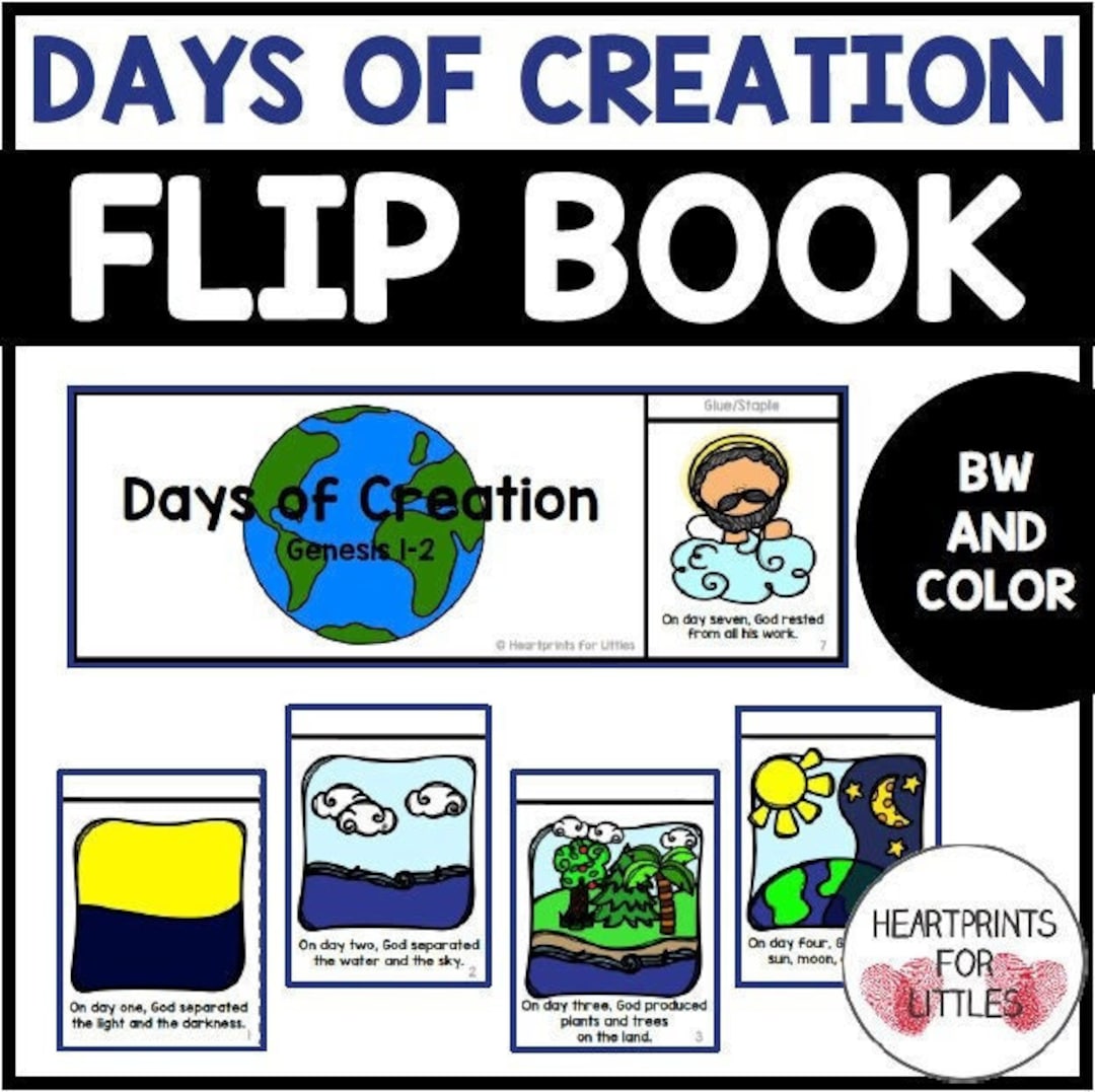 7 Days of Creation Flip Book, Bible Story Booklet, Sunday School ...