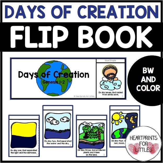 7 Days of Creation Flip Book Bible Story Booklet Sunday - Etsy