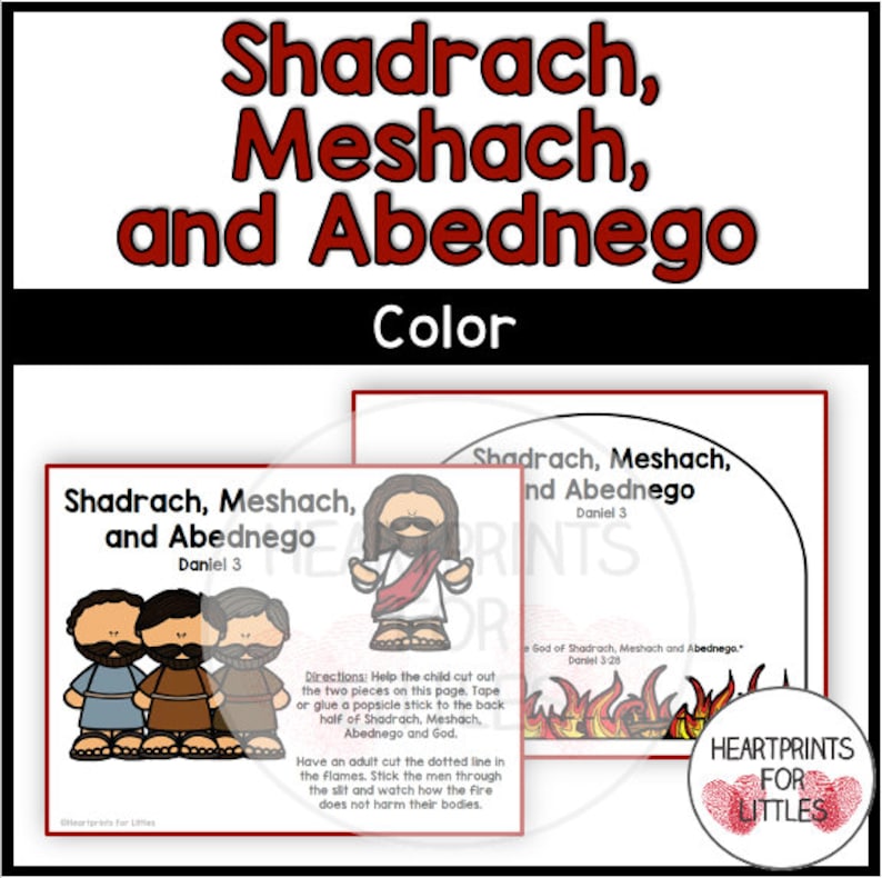 Shadrach Meshach and Abednego Bible Craft for Kids Sunday - Etsy