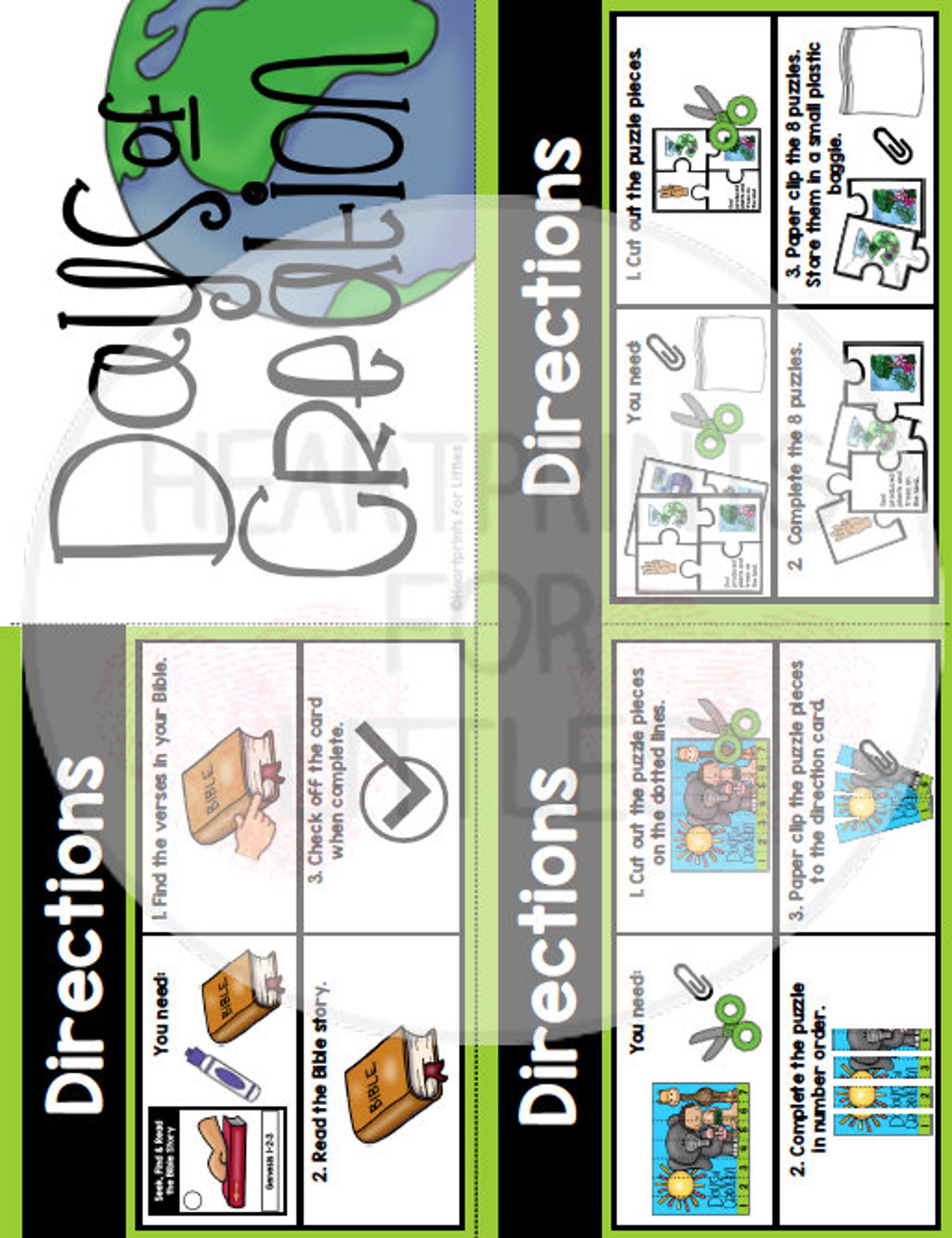 7 Days of Creation Task Cards Bible Task Cards Days of - Etsy