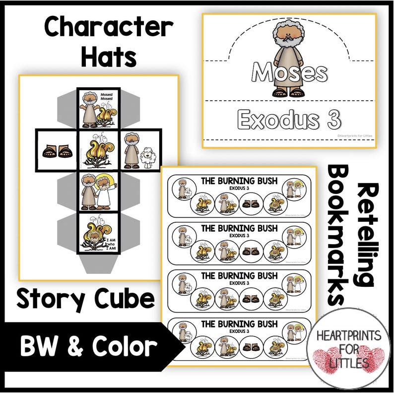 Moses and the Burning Bush Bible Story Retelling Activities (digital ...