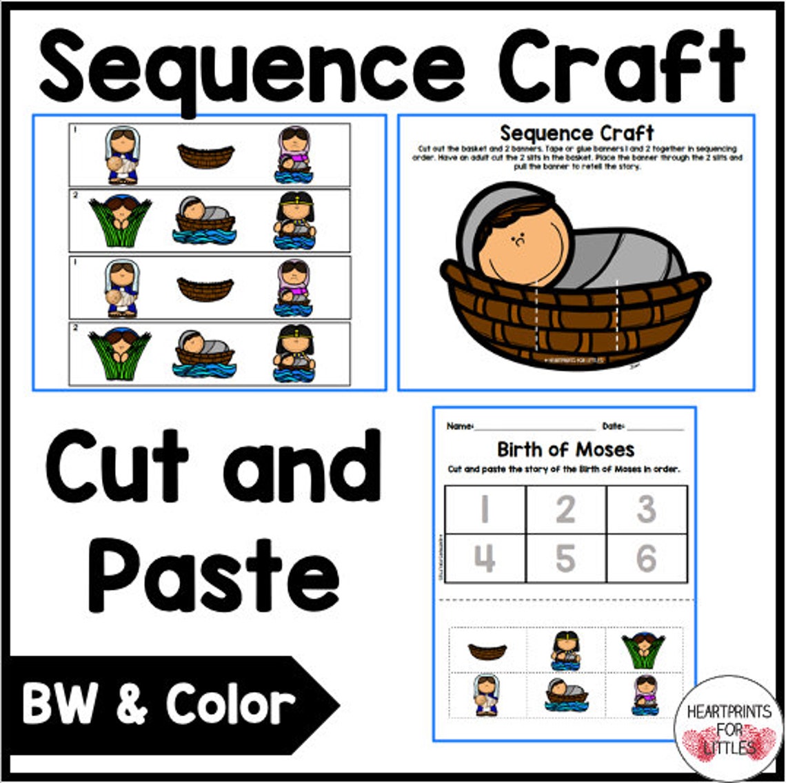 Birth of Moses Bible Story Sequencing Activities for Kids - Etsy