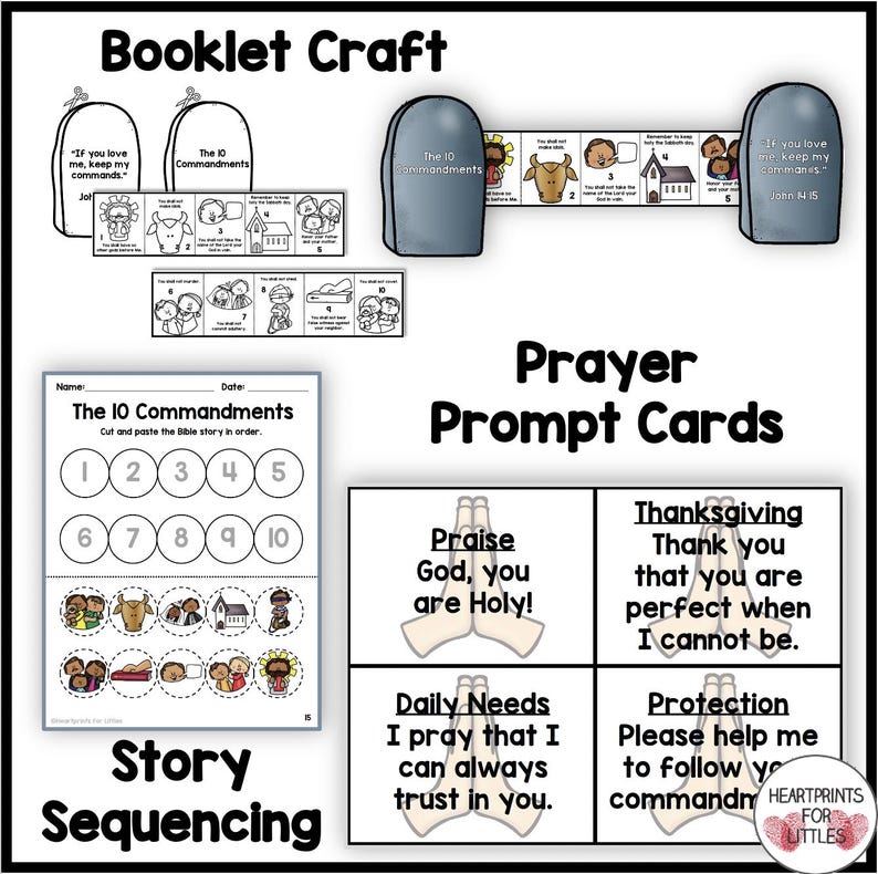 The 10 Commandments Bible Lesson, Homeschool & Sunday School Activities ...