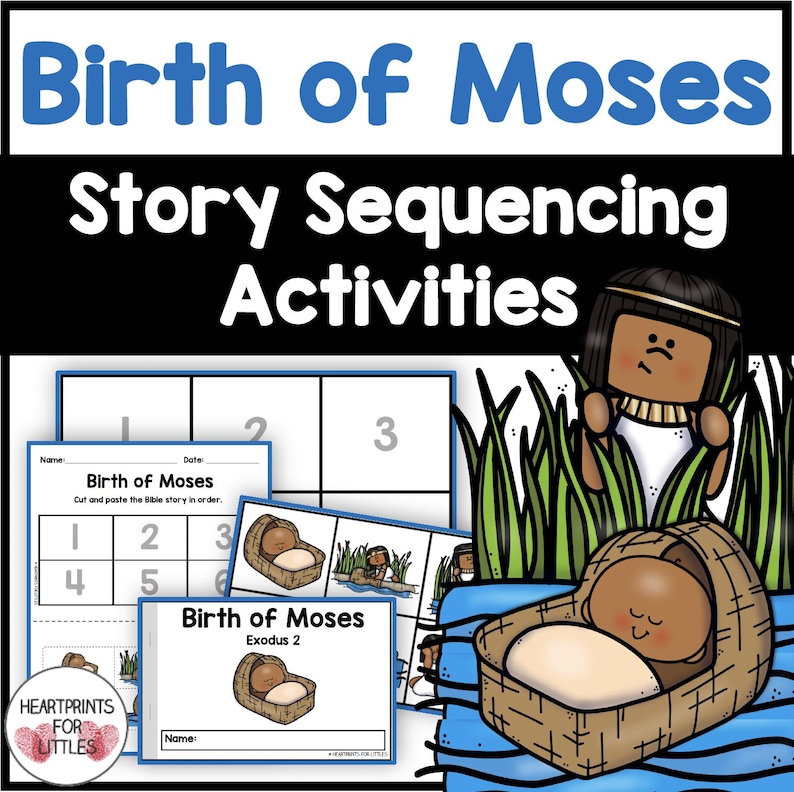 Birth of Moses Bible Story Sequencing Activities (digital Download ...