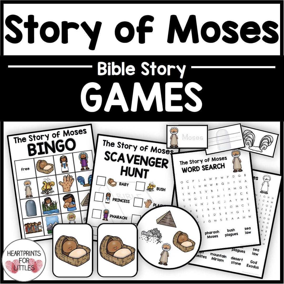 Moses Bible Story Games, Bingo, Memory Match, Scavenger Hunt & More ...