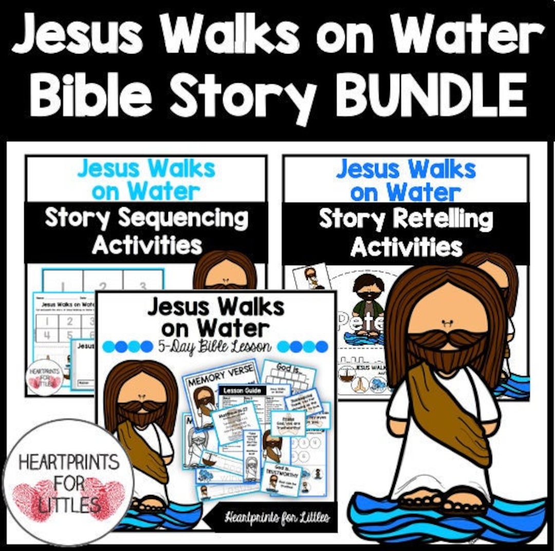 Jesus Walks on Water Bible Story Bundle, 5-day Bible Lesson, Sequencing ...