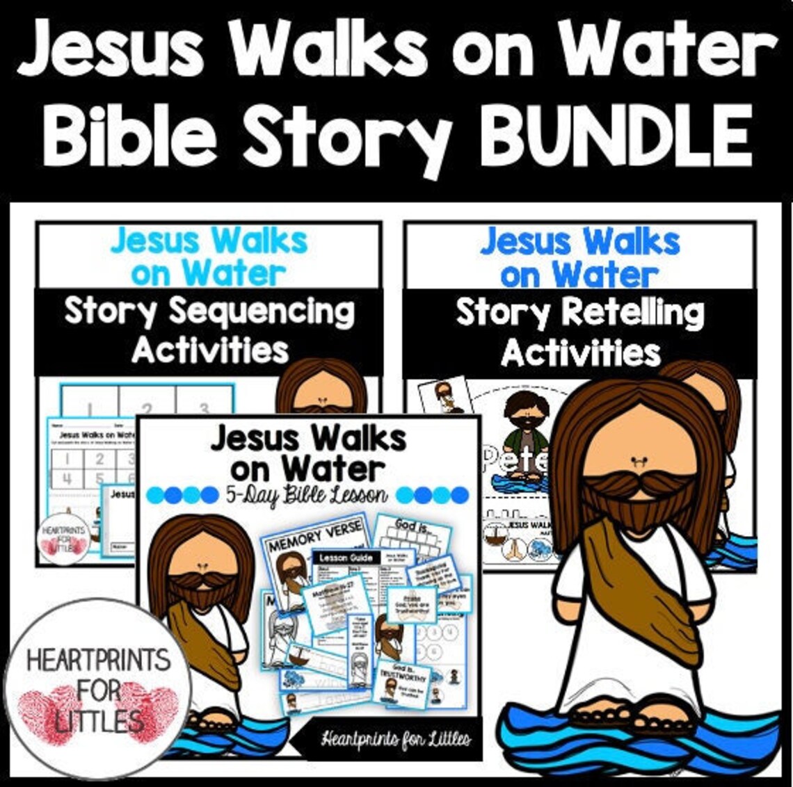 Jesus Walks on Water Bible Story Bundle 5-day Bible Lesson - Etsy
