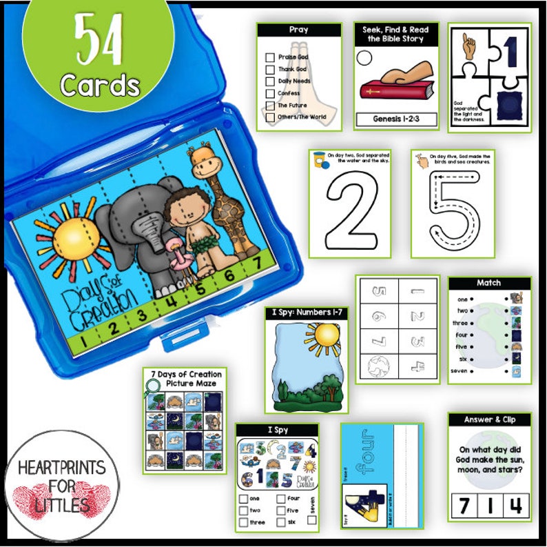 7 Days of Creation Task Cards Bible Task Cards Days of - Etsy