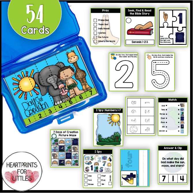 7 Days of Creation Task Cards Bible Task Cards Days of - Etsy