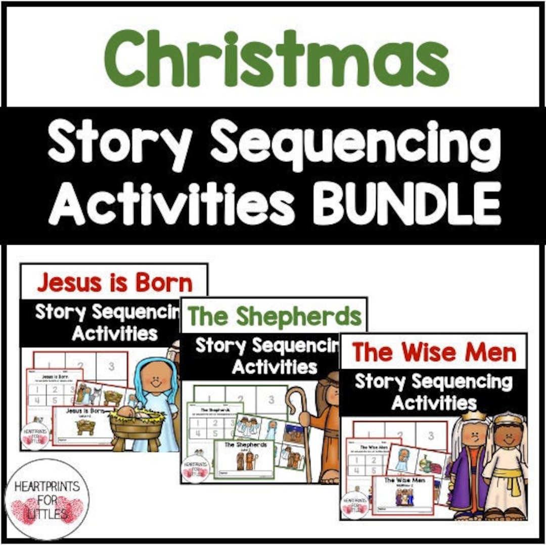 Christmas Bible Story Sequencing Activities Bundle, 3 Bible Stories for ...