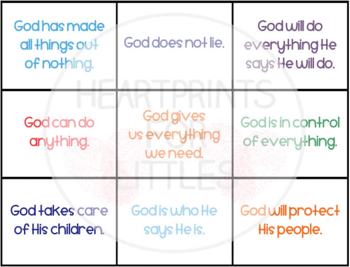 Attributes of God Matching Cards, Sunday School, Christian, Homeschool ...