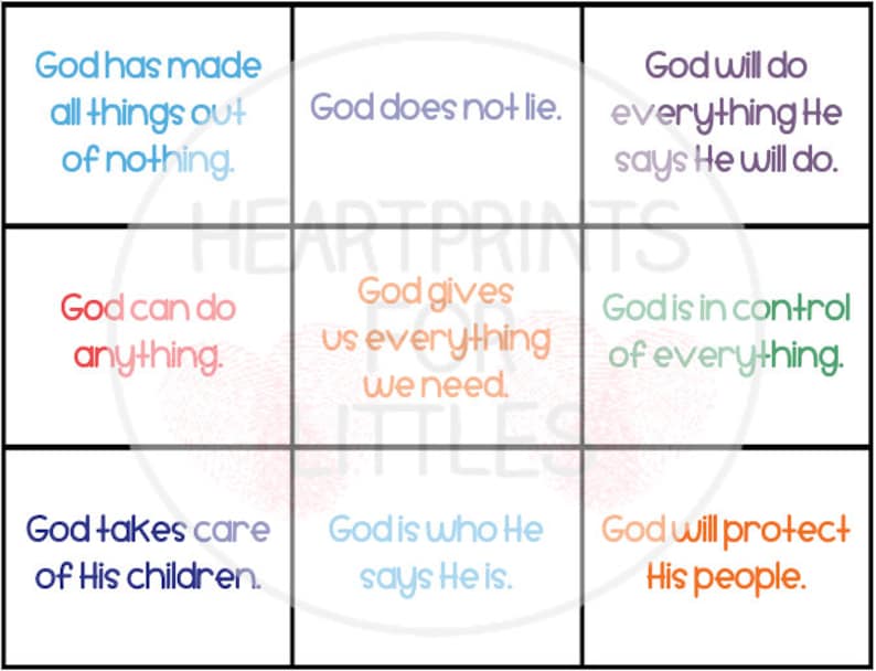 Attributes of God Matching Cards, Sunday School, Christian, Homeschool ...