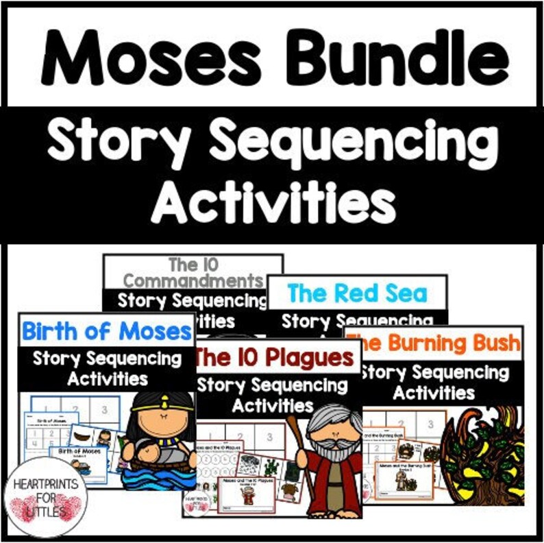 Moses Bible Story Sequencing Activities for Kids Homeschool - Etsy