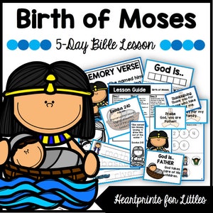 The Birth of Moses Bible Story Bundle, 5-day Bible Lesson, Sequencing ...