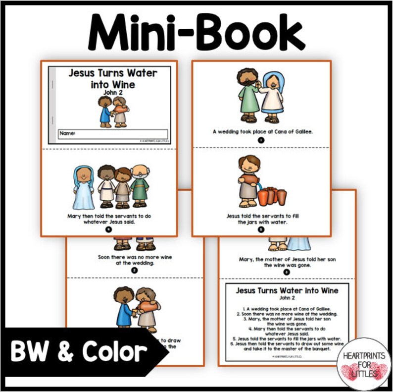 Jesus Turns Water Into Wine Bible Story Sequencing Activities (digital ...