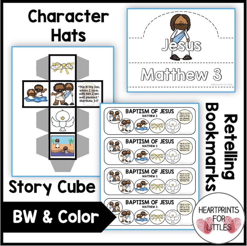 Baptism of Jesus Bible Story Retelling Activities (digital Download) - Etsy