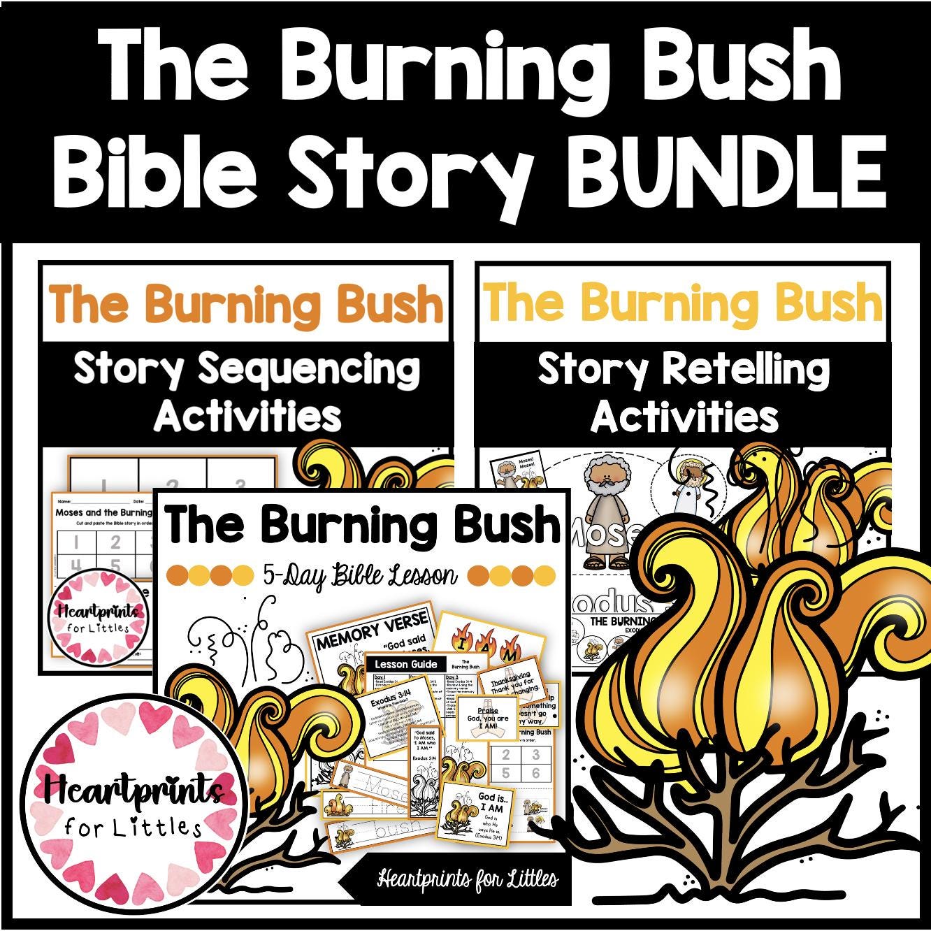 Moses and the Burning Bush Bible Story Bundle, Bible Story Activities ...