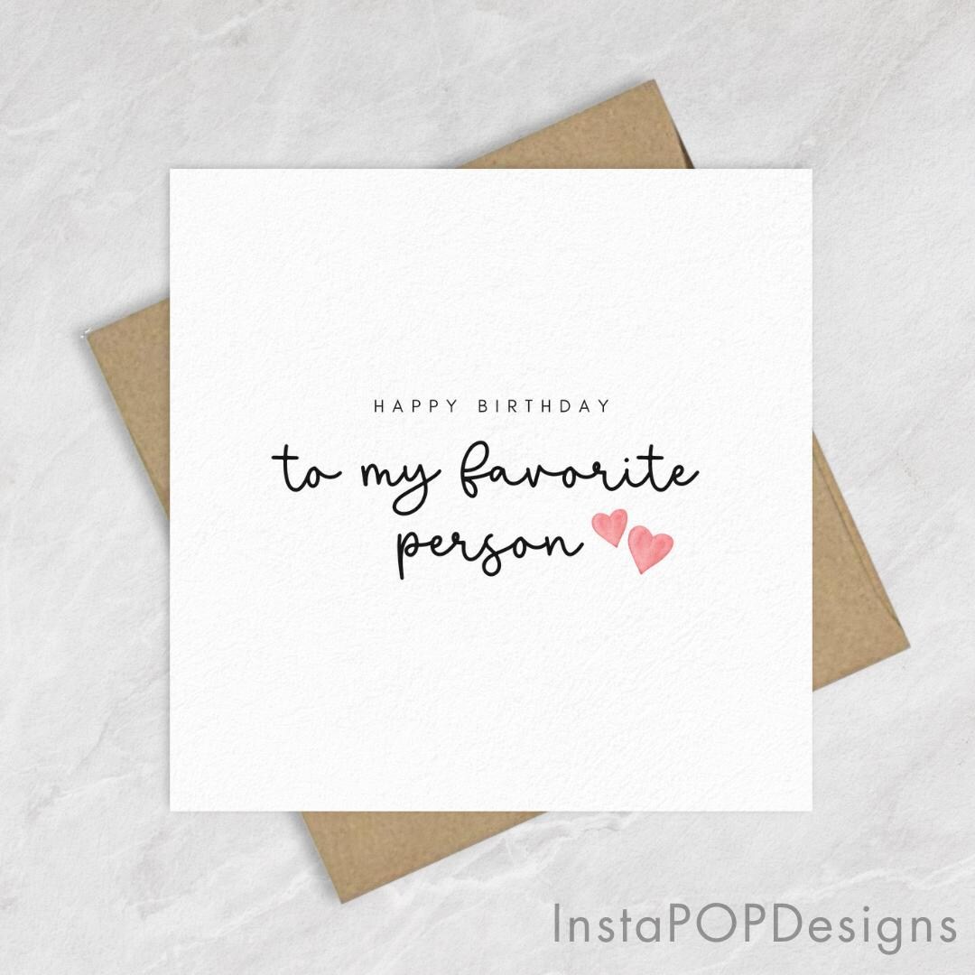 Personalized Happy Birthday to My Favorite Person Card, Minimal Simple ...