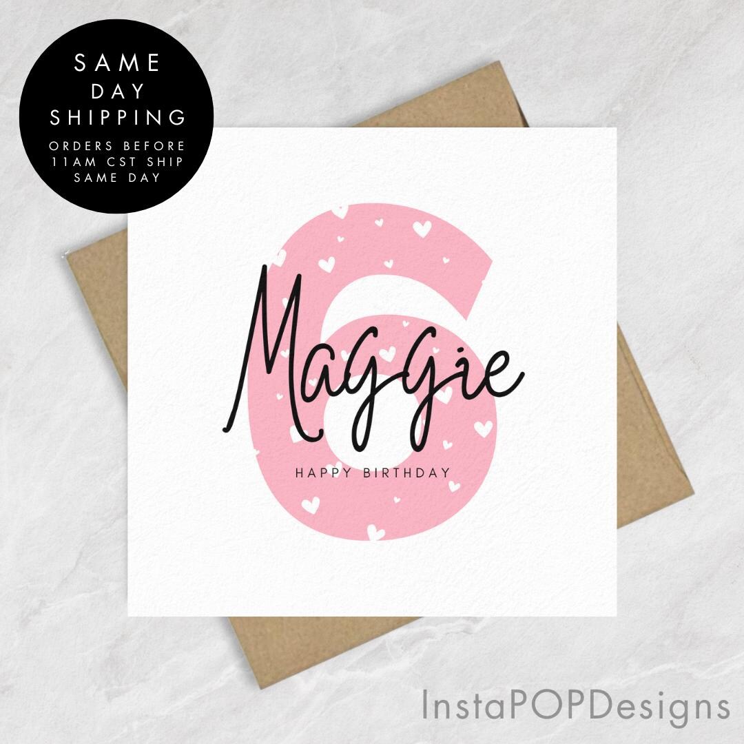 Pink 6th Birthday Card for Girl, Special Daughter Birthday Card ...