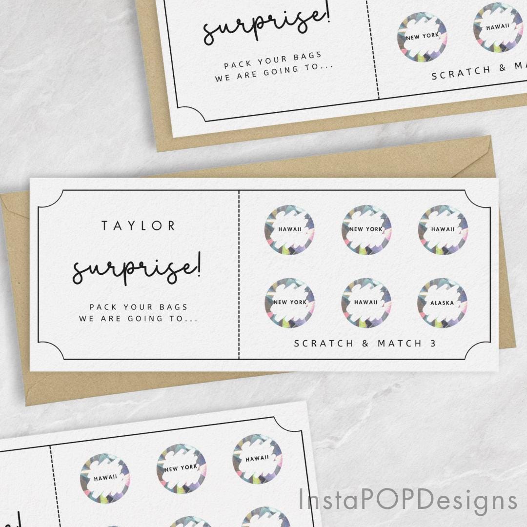 Personalized Scratch Boarding Pass Ticket Voucher Holographic, Scratch ...