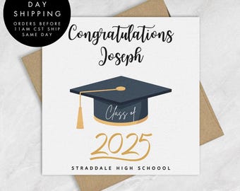 PERSONALIZED GRADUATION Card for Class of 2025 Congratulations Graduate ...