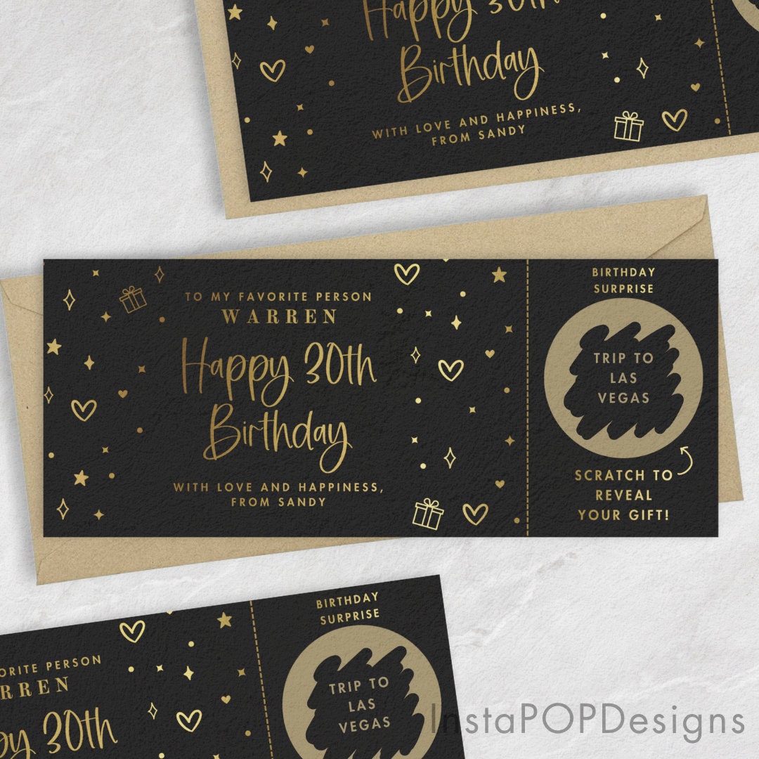 Birthday Scratch Card Personalized Scratch to Reveal Voucher, Special ...