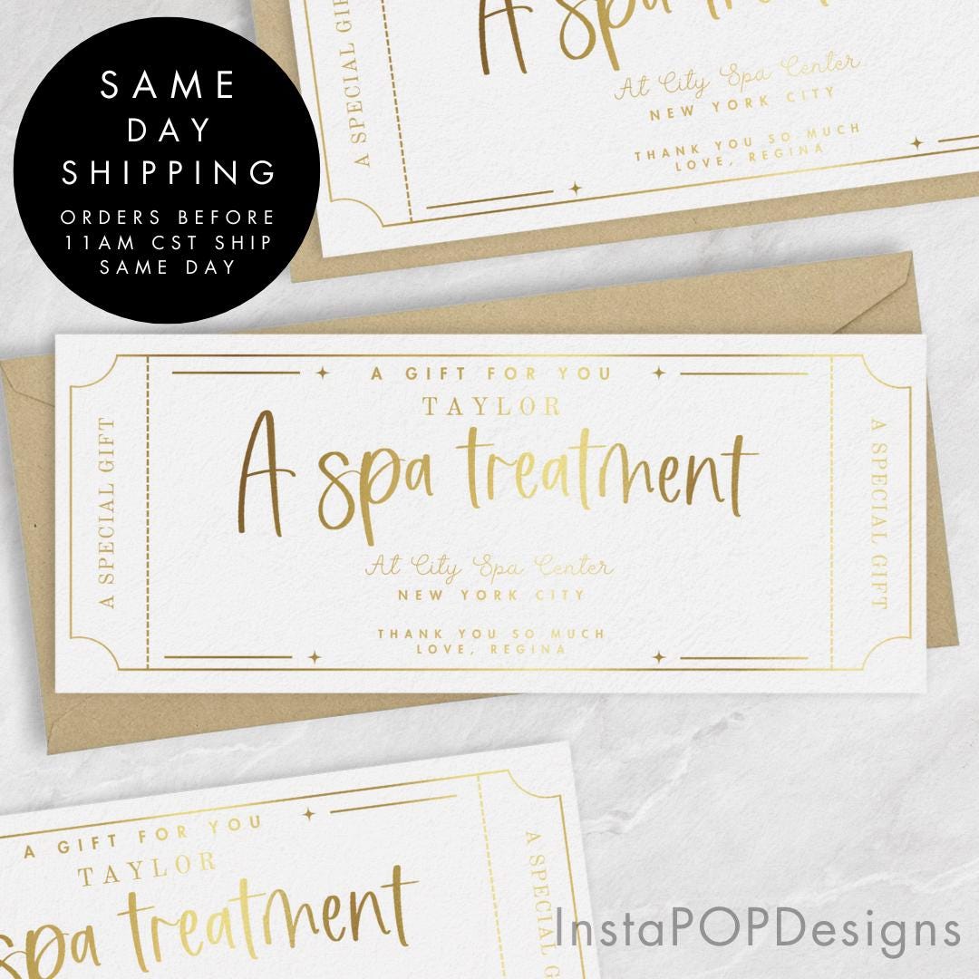 Personalized Golden Ticket Gift Voucher Gold Foil, Personalized Gift ...