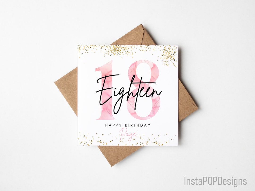 Pink and Gold 18th Birthday Card, Happy 18th Birthday Card to Daughter ...