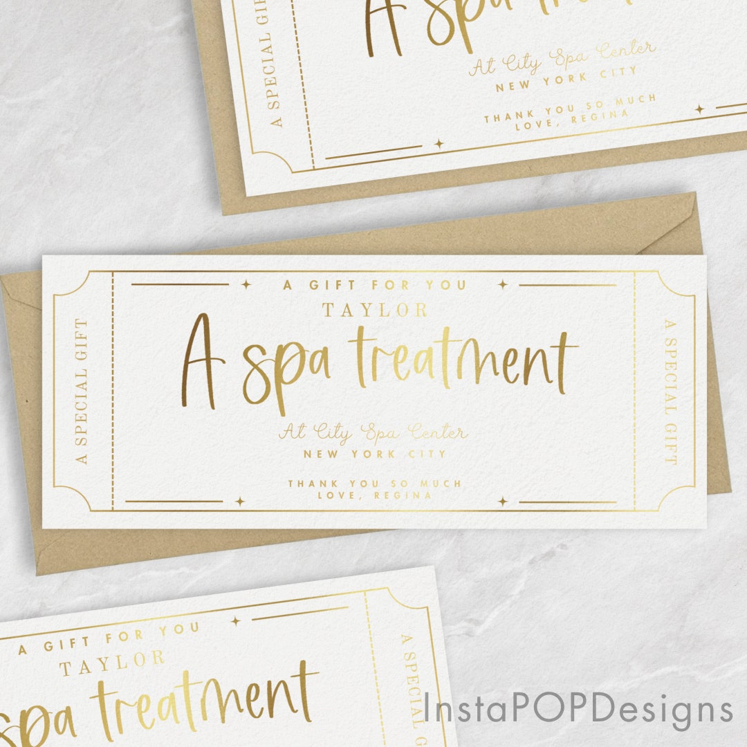 Personalized Golden Ticket Gift Voucher Gold Foil, Personalized Gift ...