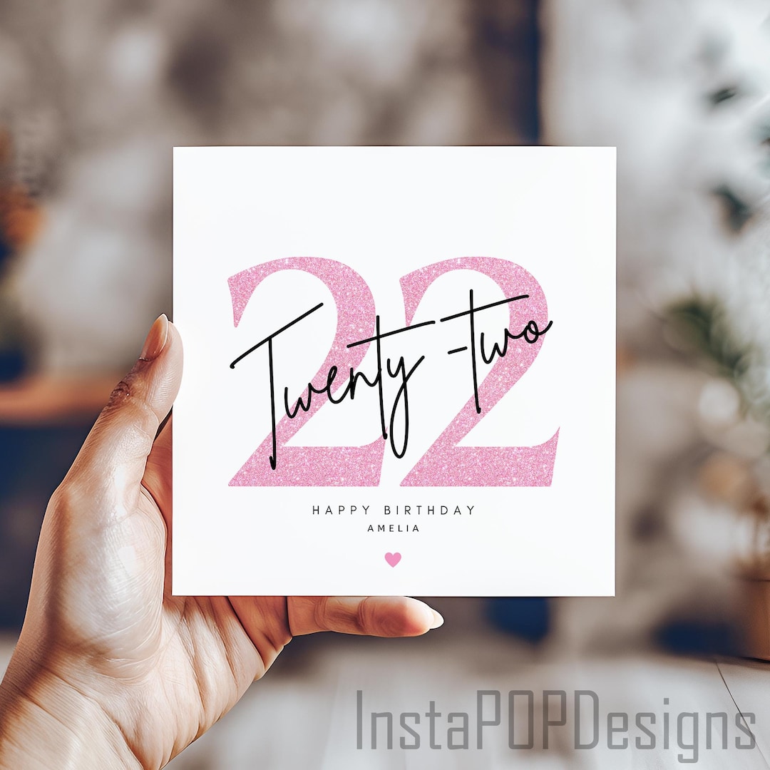 Pink Glitter 22nd Birthday Card, Happy 22nd Birthday Card to Daughter, 22nd Birthday Gifts for ...