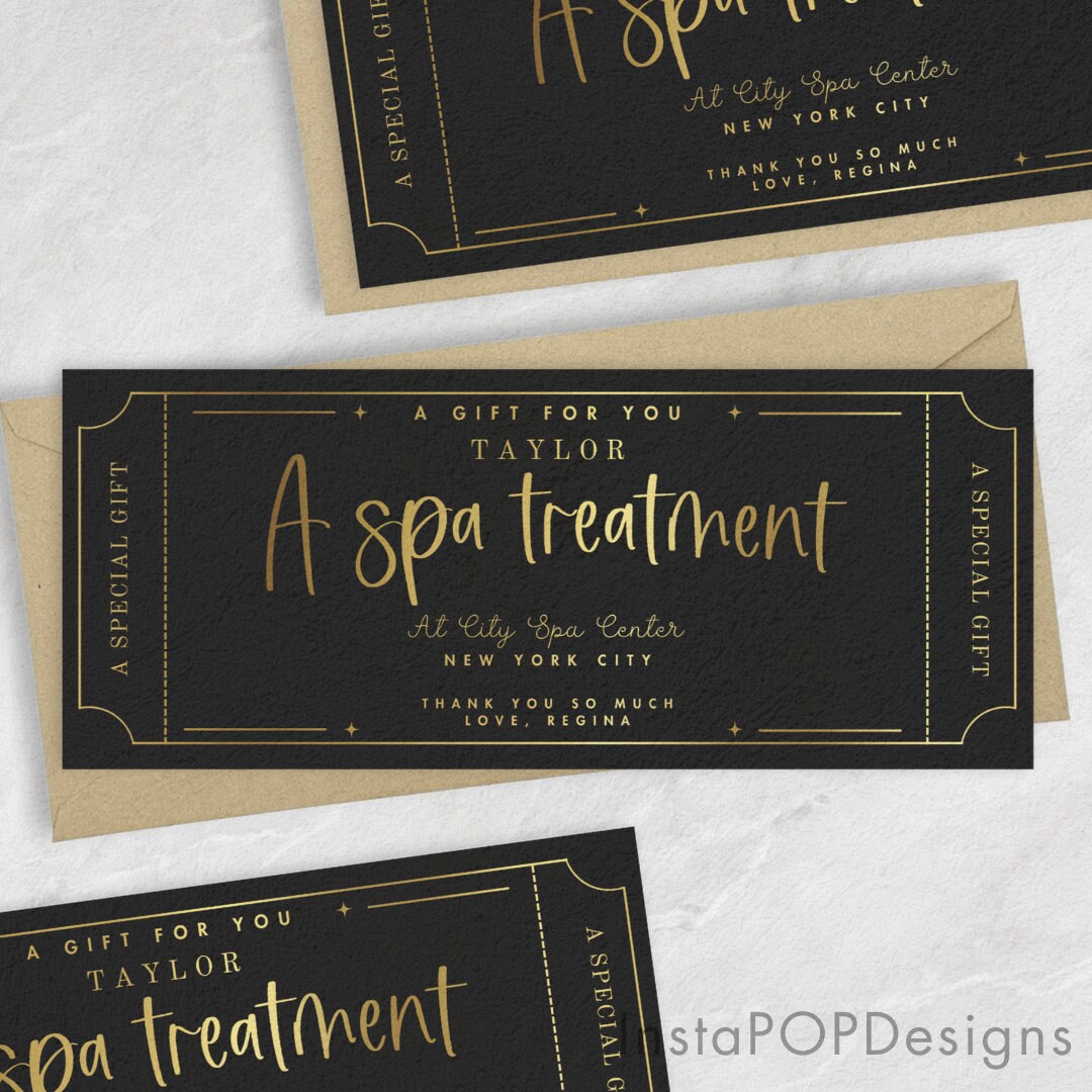 Personalized Golden Ticket Gift Voucher Black and Gold Foil ...