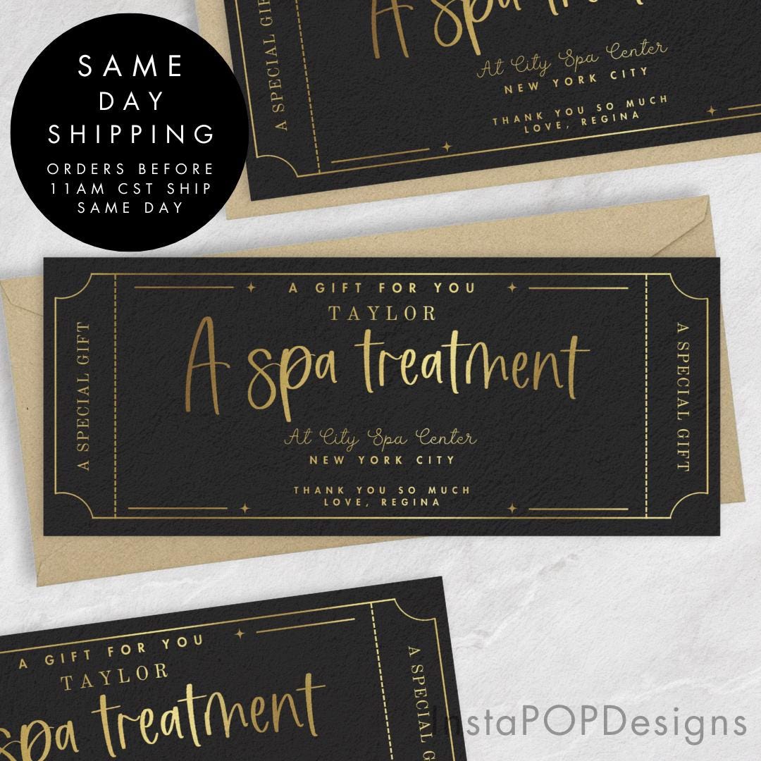 Personalized Golden Ticket Gift Voucher Black and Gold Foil ...