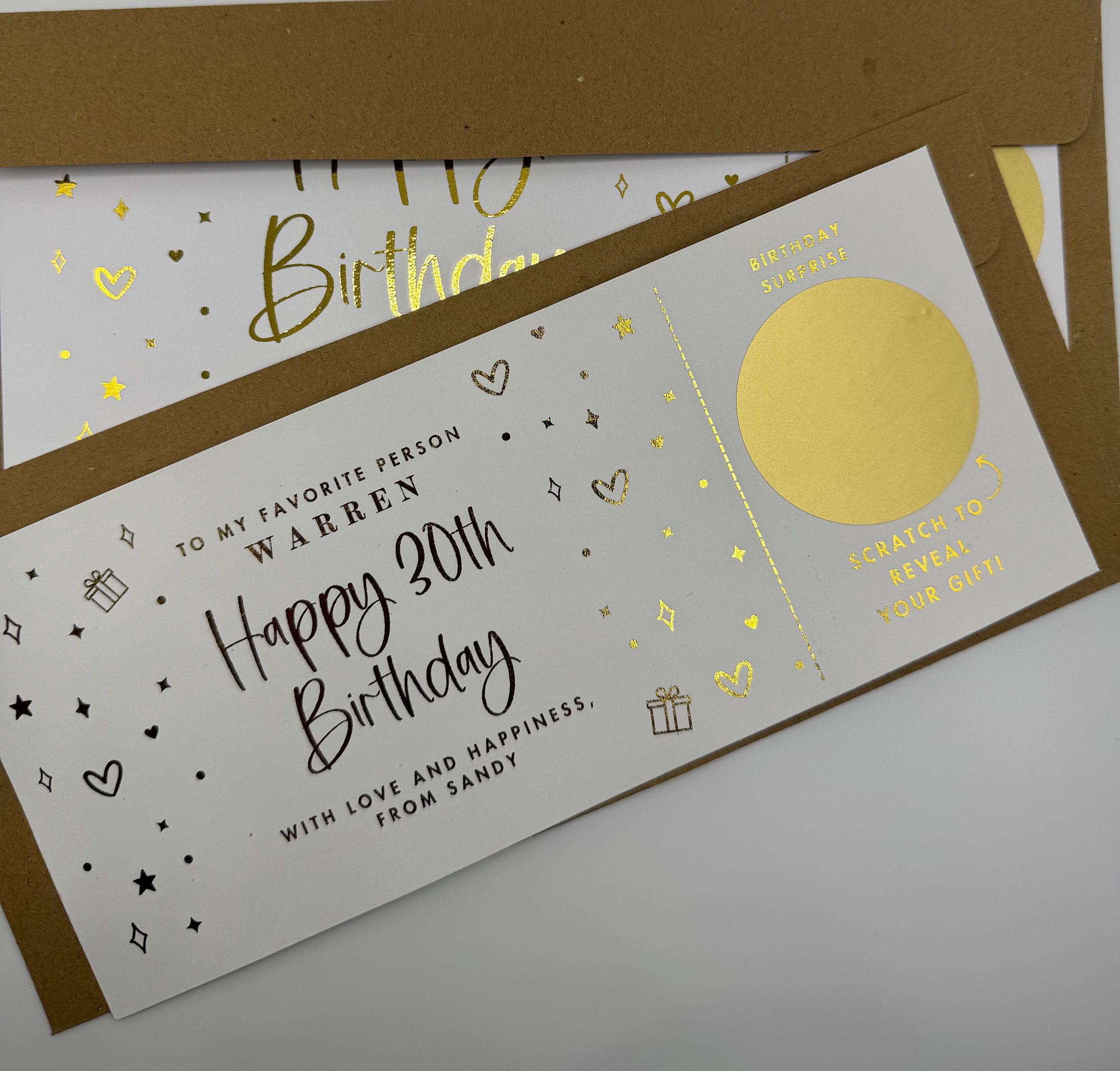 Birthday Scratch Card Personalized Birthday Scratch to Reveal Voucher ...