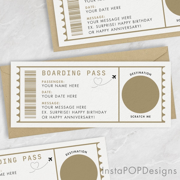 Personalized Boarding Pass Travel Ticket Gift Surprise Vacation - 60 ...